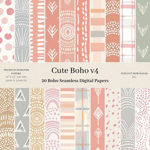 20 Cute Boho Digital Papers - Commercial Use, Scrapbook Paper ...