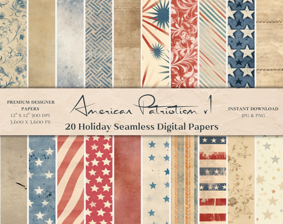 20 American Patriotism Digital Papers Memorial Day Seamless - Etsy