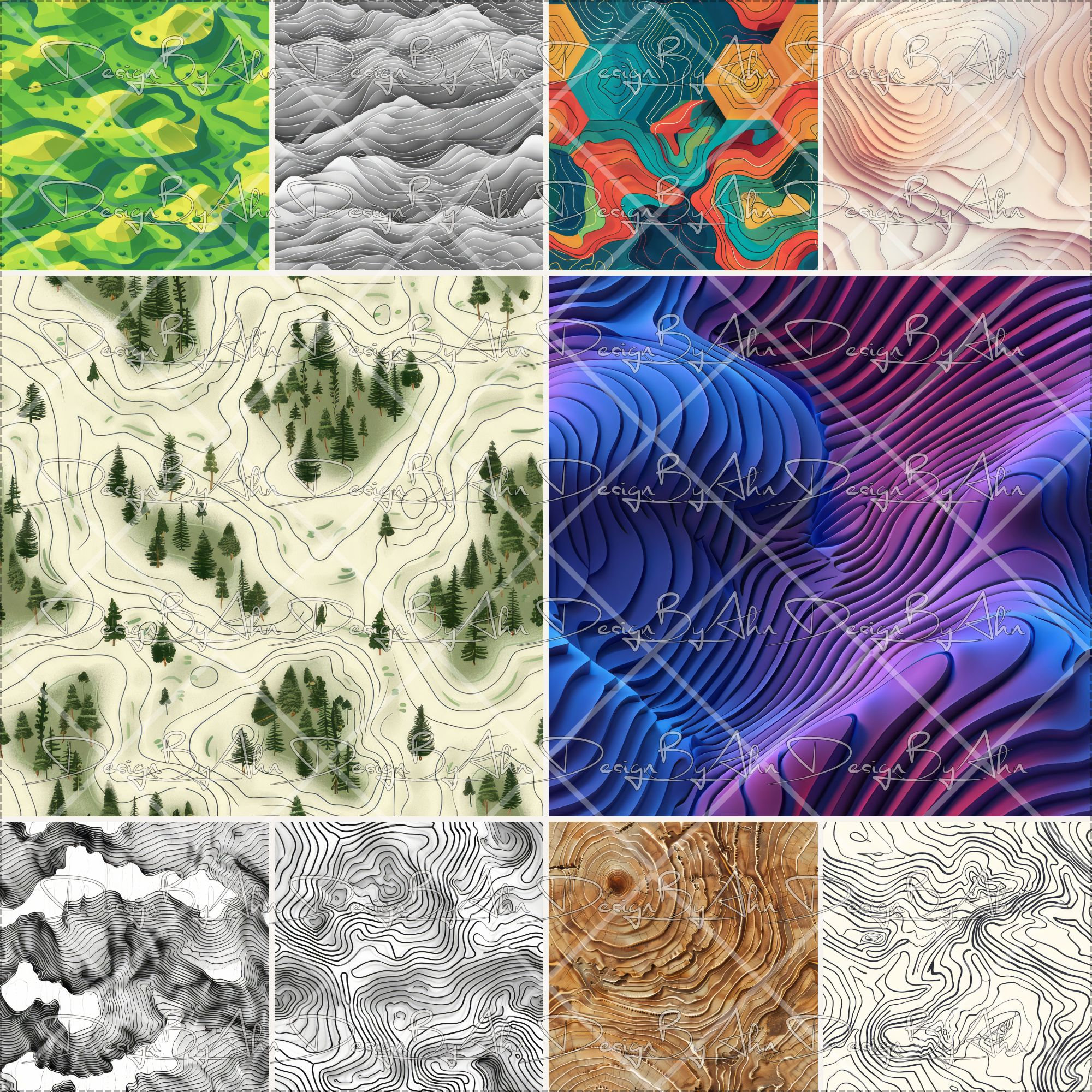 20 Modern Topography Digital Papers Urban Seamless Digital Paper, Map ...