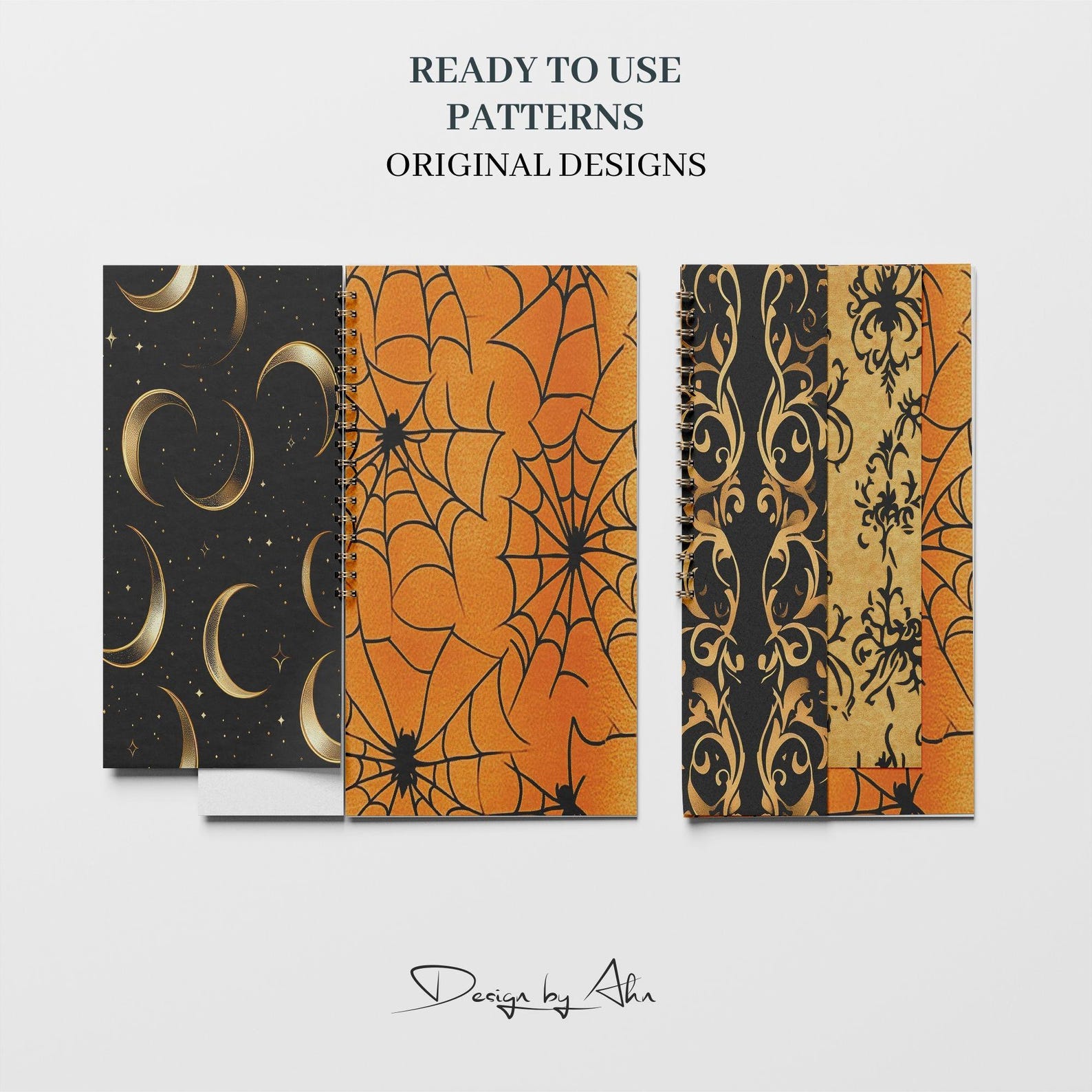 20 Spooky Halloween Digital Papers - Black Copper Seamless Pattern ...