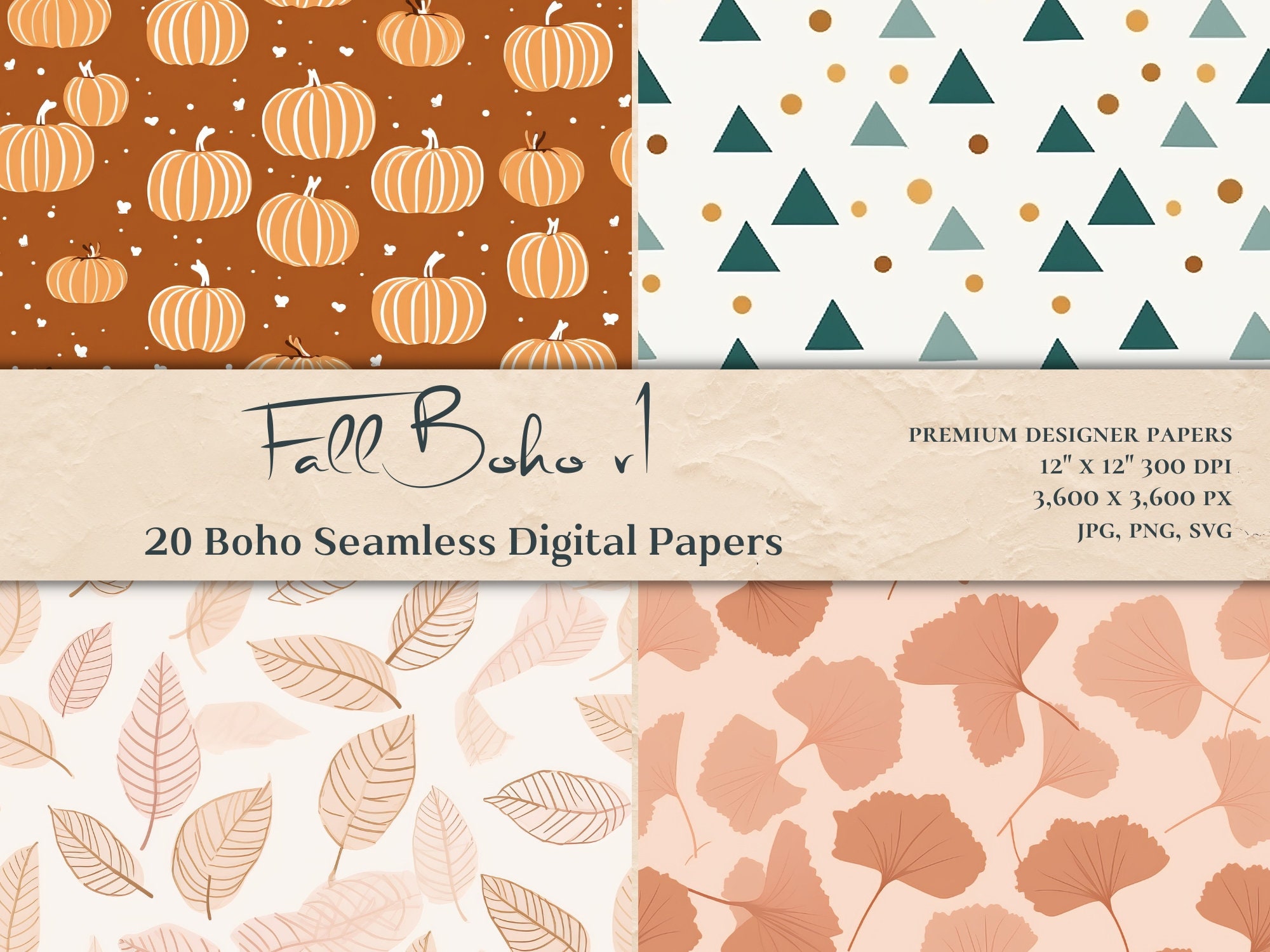20 Fall Boho Digital Papers Abstract Scrapbook Autumn - Etsy