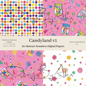 20 Candyland Digital Papers - Pink Seamless Digital Paper, Rainbow ...