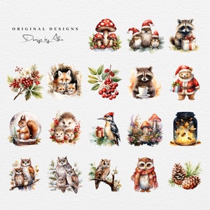 60 Winter Woodland Clipart Set - Transparent Background, Digital PNG ...