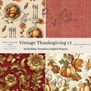 20 Vintage Thanksgiving Digital Papers - Vintage Scrapbook, Autumn ...