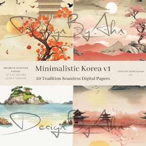 20 Minimalistic Korea Digital Papers - Junk Journal, Scrapbook ...
