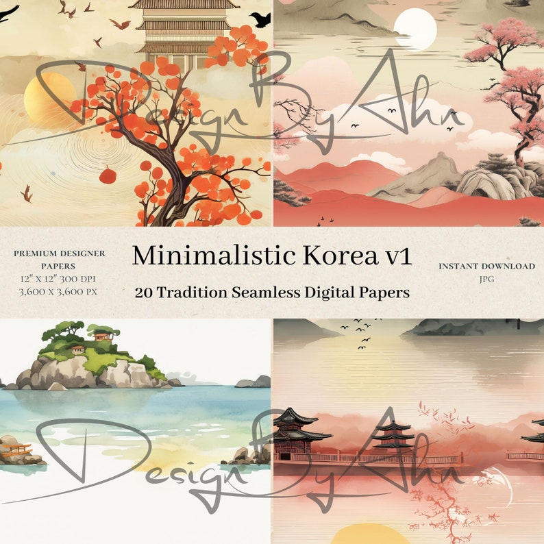 20 Minimalistic Korea Digital Papers - Junk Journal, Scrapbook ...