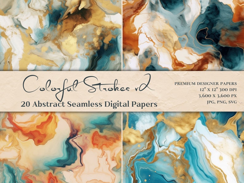 20 Colorful Strokes Digital Papers Watercolor Scrapbook - Etsy