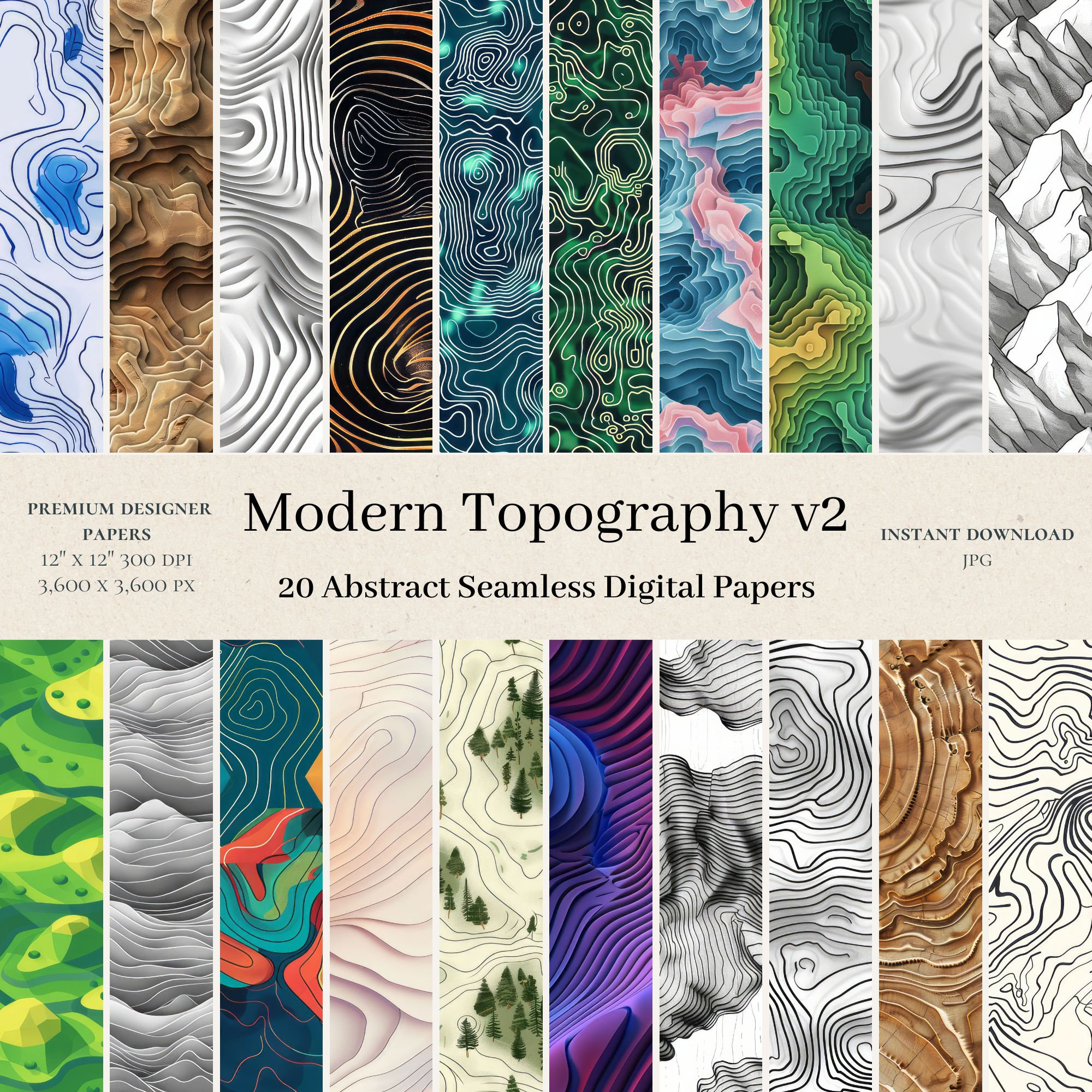 20 Modern Topography Digital Papers Urban Seamless Digital Paper, Map ...