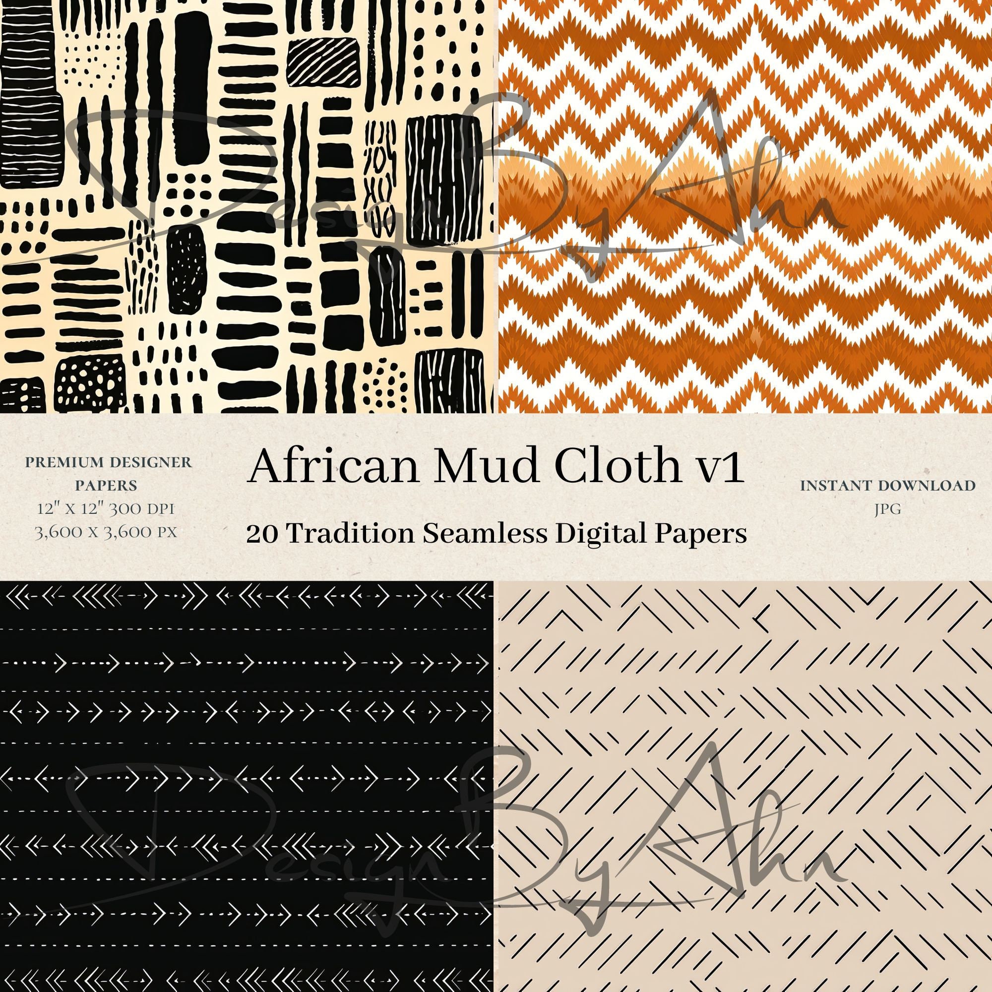 20 African Mud Cloth Digital Papers Bògòlanfini Seamless Pattern, Junk ...