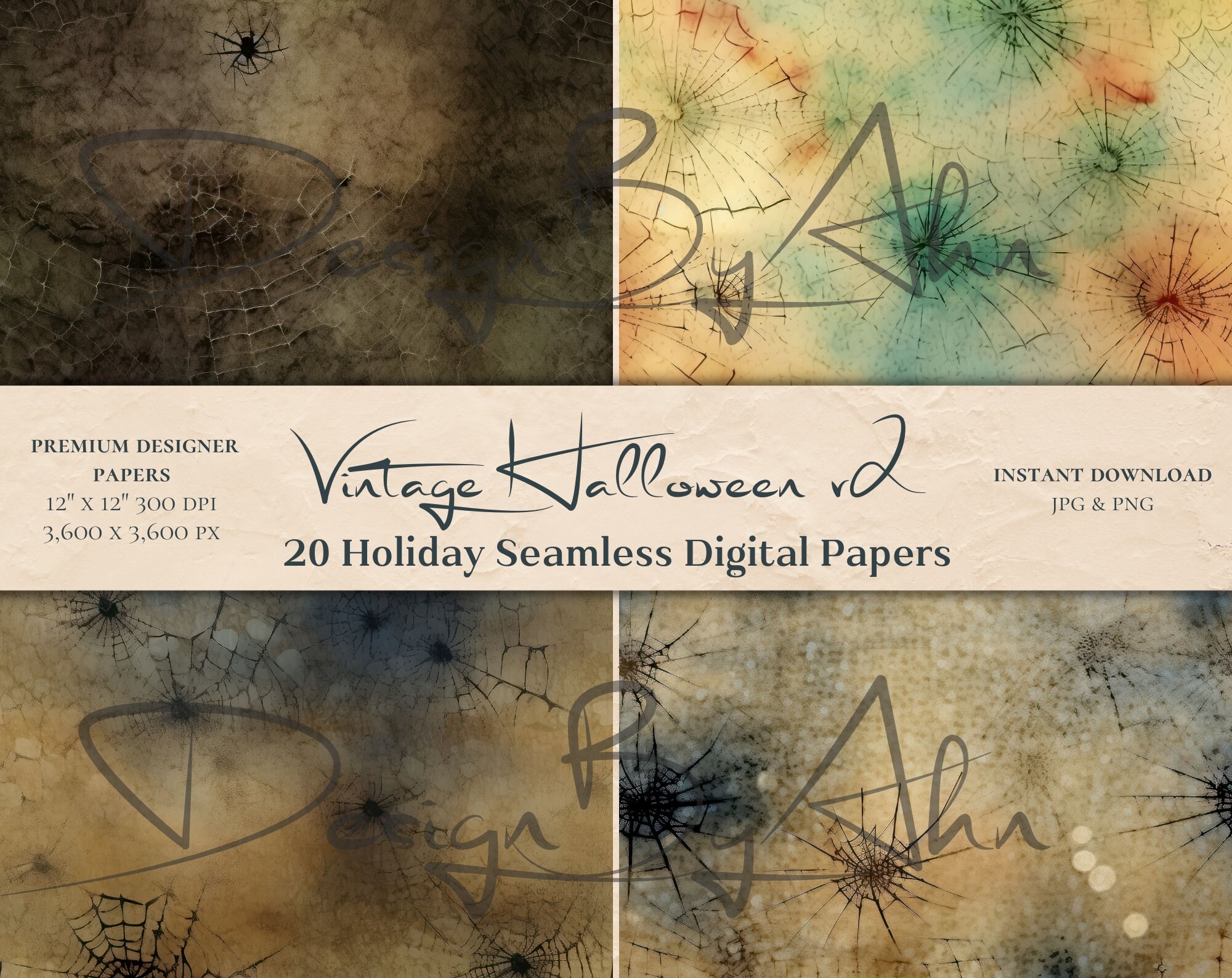 20 Vintage Halloween Digital Papers PNG JPG Spider Cobweb - Etsy