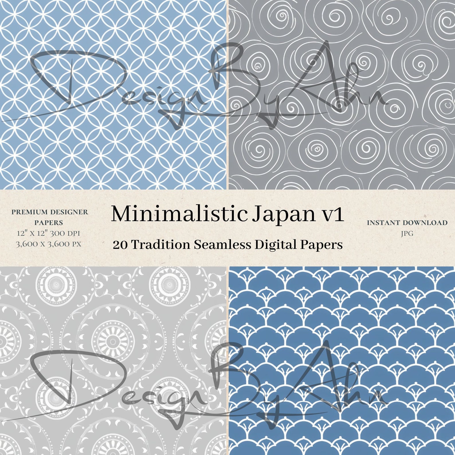 20 Minimalistic Japan Digital Papers - Japanese Seamless Digital Paper ...