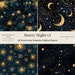 20 Starry Night Digital Papers - Gold & Navy Watercolor Scrapbook ...
