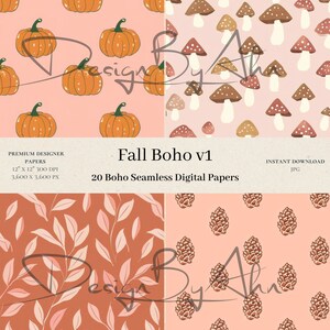 20 Fall Boho Digital Papers - Abstract Scrapbook, Autumn Digital Paper ...