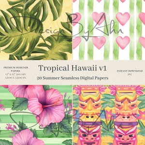 20 Tropical Hawaii Digital Papers Tropical Seamless Pattern, Aloha ...