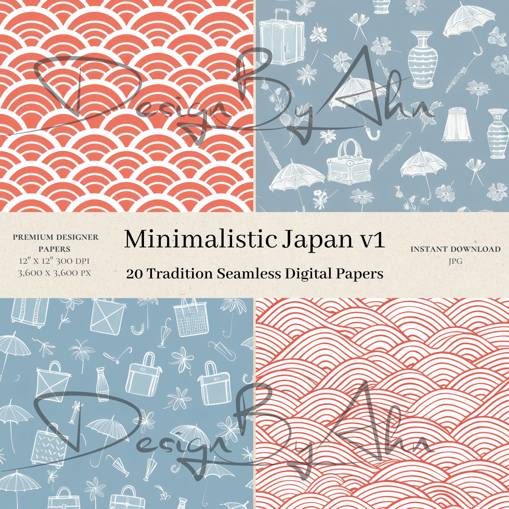 20 Minimalistic Japan Digital Papers - Japanese Seamless Digital Paper ...