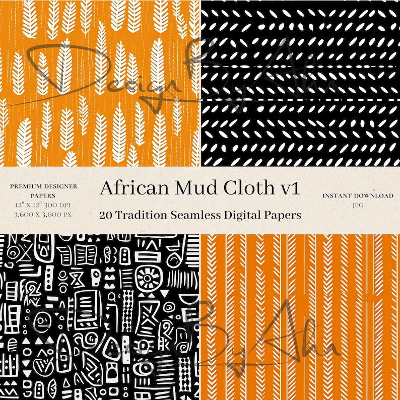 20 African Mud Cloth Digital Papers Bògòlanfini Seamless Pattern, Junk ...