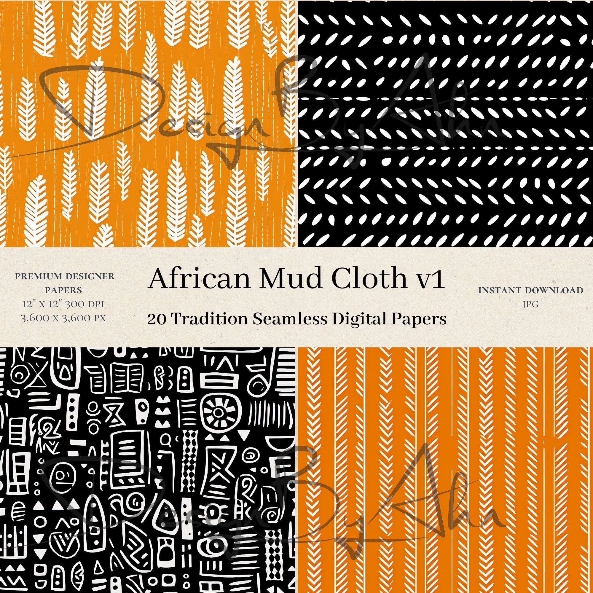 20 African Mud Cloth Digital Papers Bògòlanfini Seamless Pattern, Junk ...