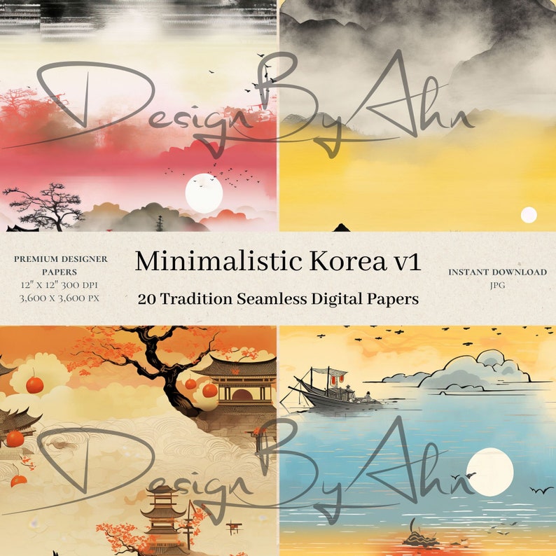 20 Minimalistic Korea Digital Papers - Junk Journal, Scrapbook ...