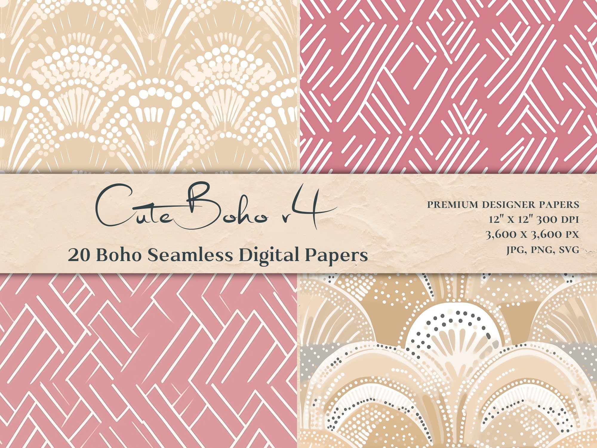 20 Cute Boho Digital Papers Commercial Use Scrapbook Paper - Etsy