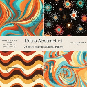 20 Retro Abstract Digital Papers - Commercial Use, Scrapbook Paper ...