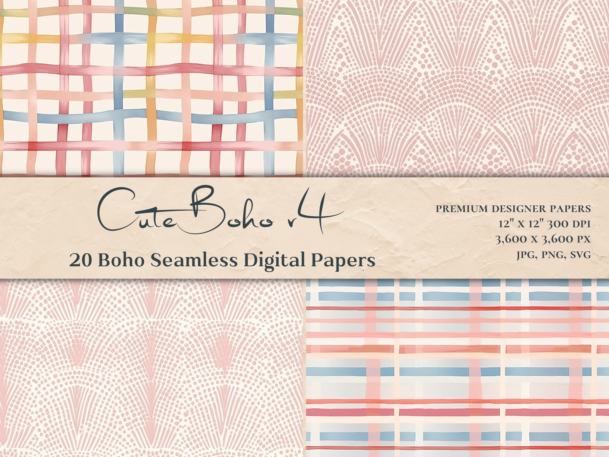 20 Cute Boho Digital Papers Commercial Use Scrapbook Paper - Etsy