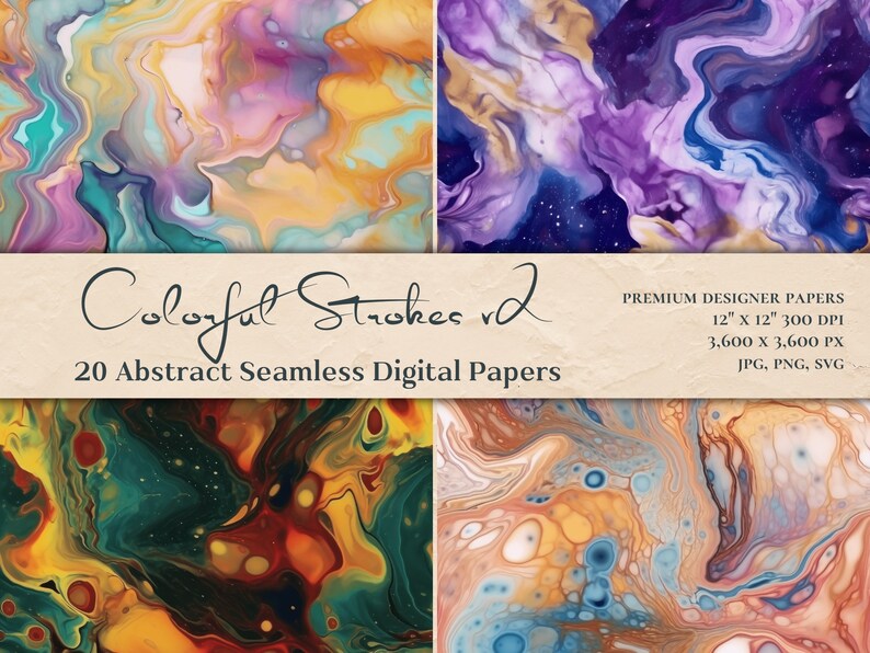 20 Colorful Strokes Digital Papers Watercolor Scrapbook - Etsy