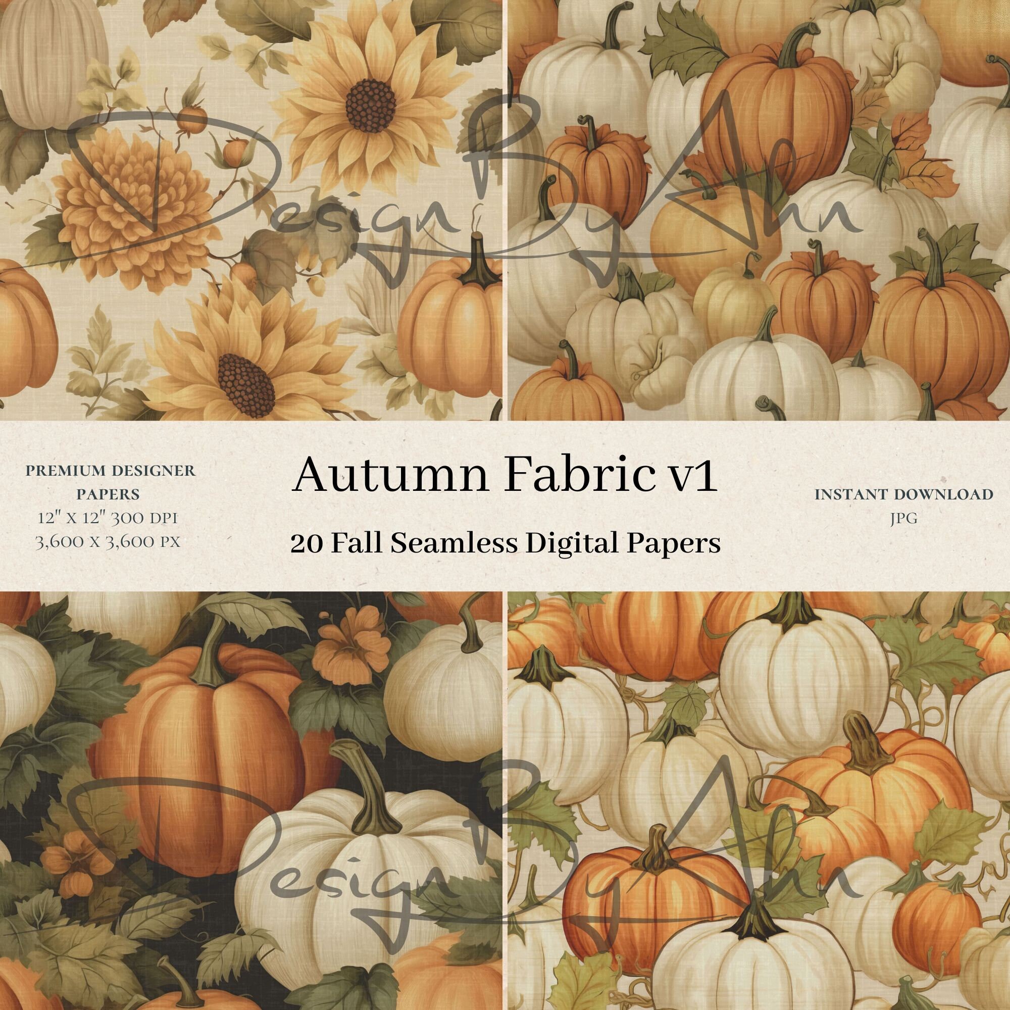 20 Autumn Fabric Digital Papers Linen Seamless Pattern, Rustic Digital ...