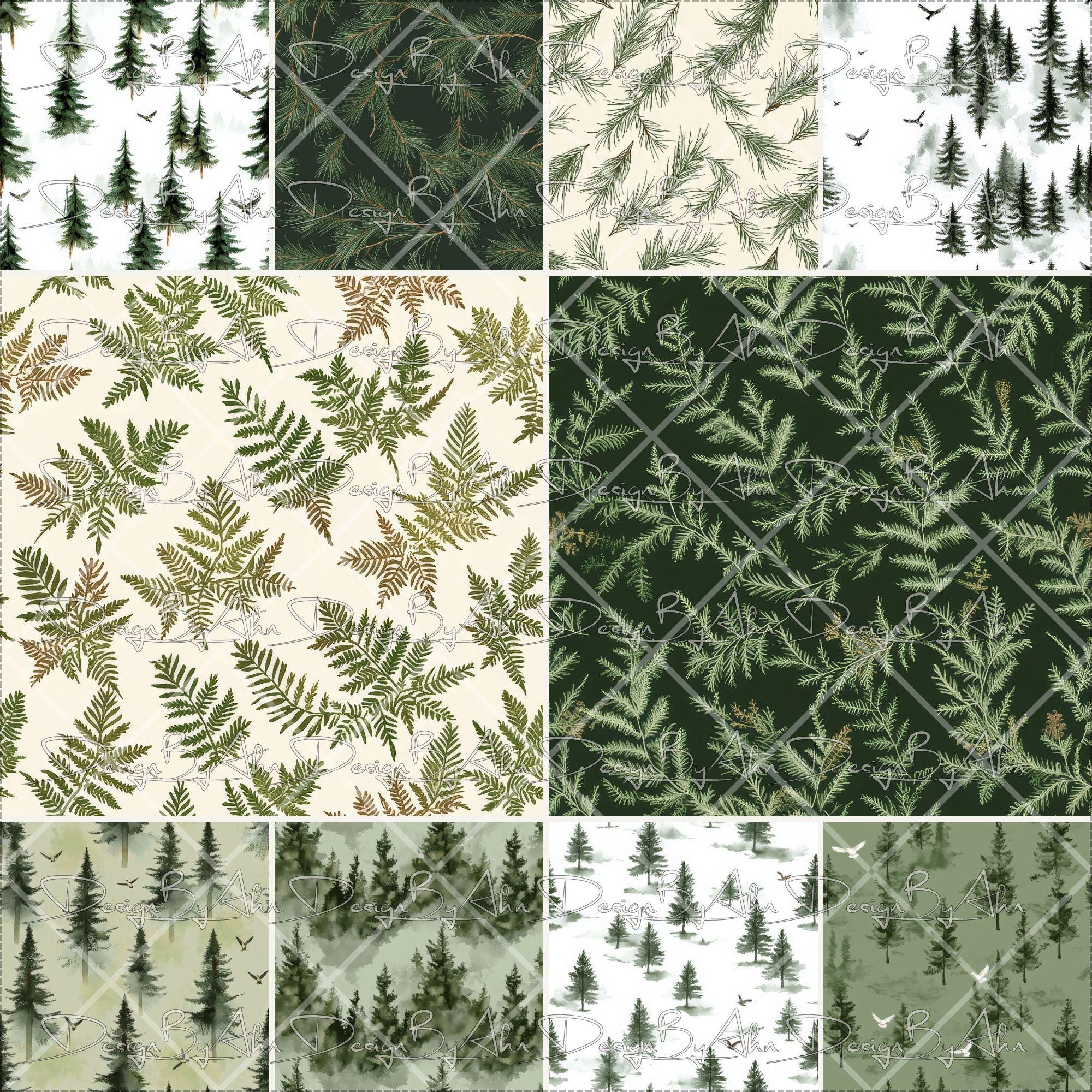 20 Minimal Forest Digital Papers - Watercolor Seamless Digital Paper ...