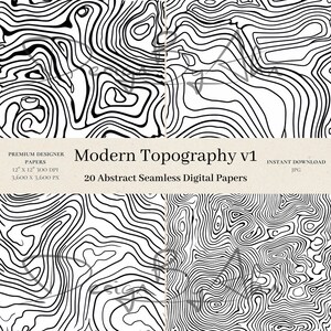 20 Modern Topography Digital Papers - Urban Seamless Digital Paper, Map ...