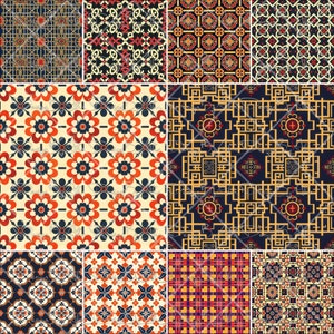 20 Traditional Korean Digital Papers - Geometric Asian Scrapbook ...