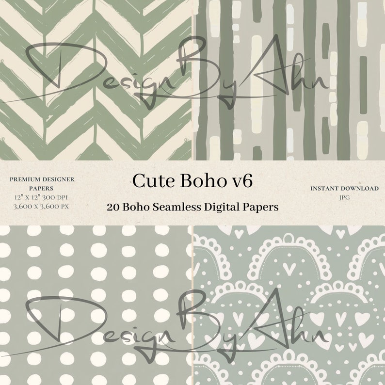 20 Cute Boho Digital Papers Seamless Boho, Cute Boho Pattern, Boho ...