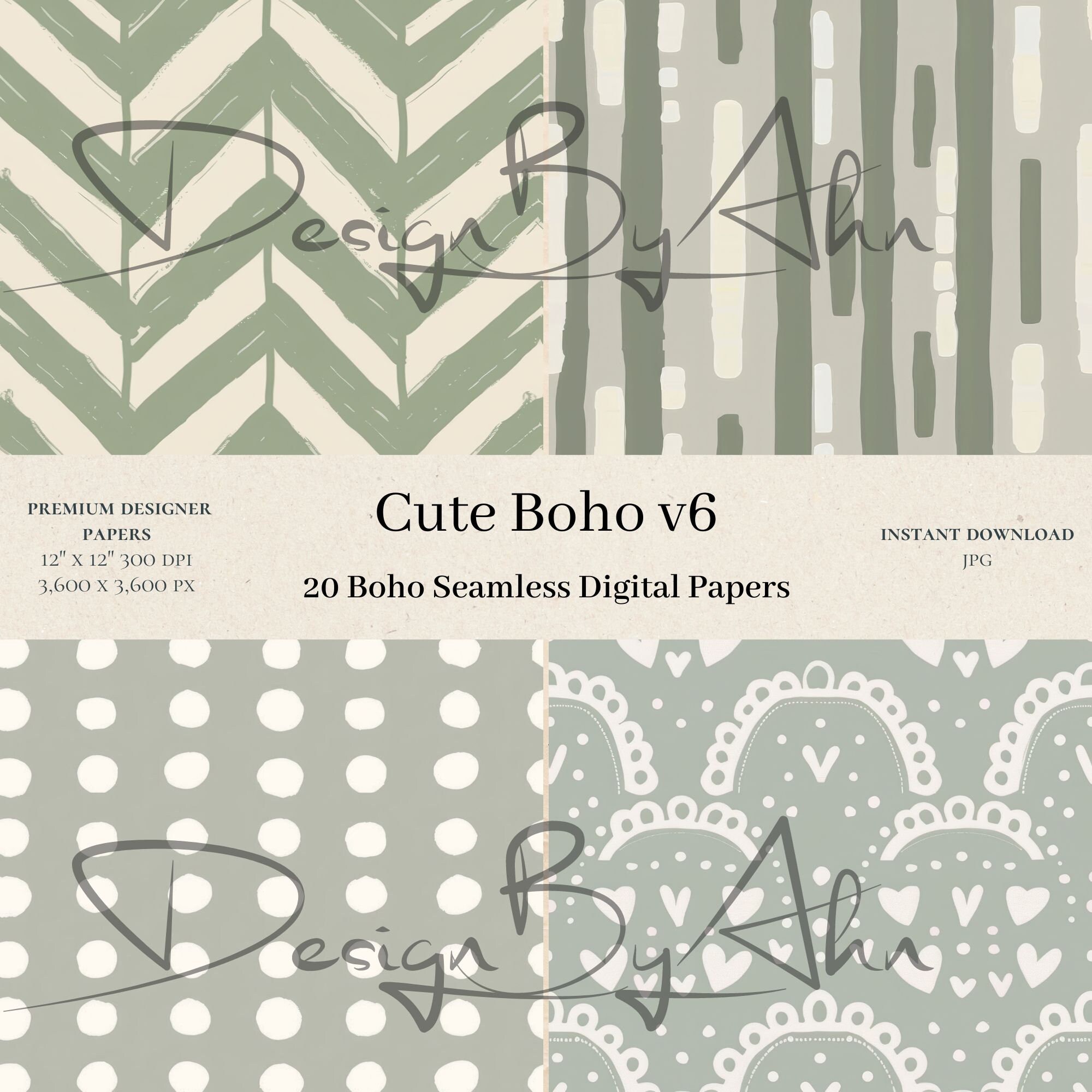 20 Cute Boho Digital Papers Seamless Boho, Cute Boho Pattern, Boho ...