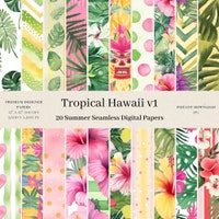 Tropical Leaves Patterns Neon Colors, 16 Digital Papers 12x12, PAT File ...