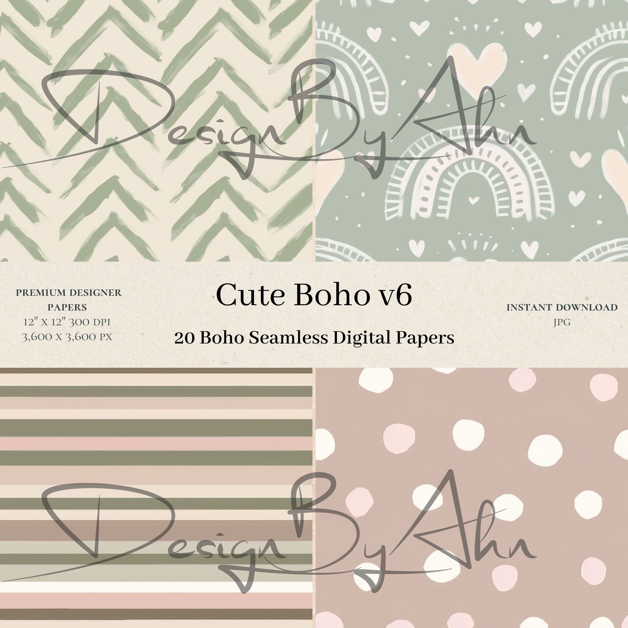 20 Cute Boho Digital Papers Seamless Boho, Cute Boho Pattern, Boho ...