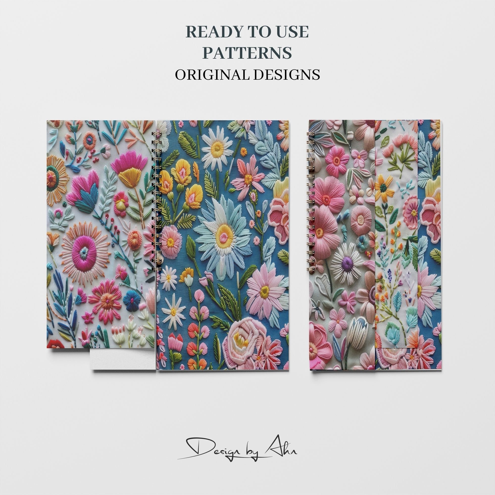 20 Floral Embroidery Digital Papers - Colorful Fabric Seamless Digital ...