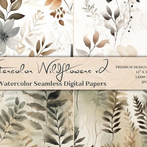 20 Watercolor Wildflowers Digital Papers Watercolor - Etsy