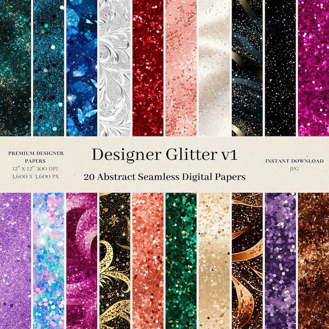 20 Designer Glitter Digital-Papiere - Regenbogen Scrapbook, nahtloses Digitalpapier, Glam ...