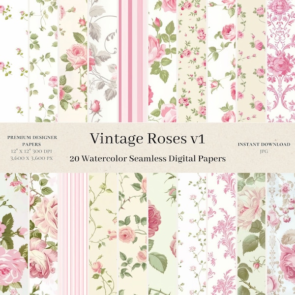 Vintage Rose Paper - Etsy