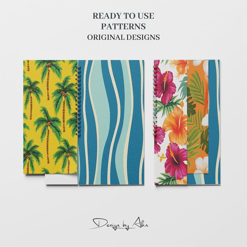 20 Hawaiian Surf Digital Papers - JPG, Tropical Seamless Pattern, Surf ...