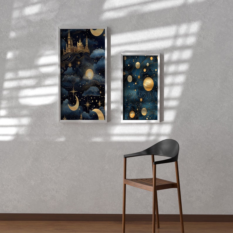 20 Starry Night Digital Papers - Gold & Navy Watercolor Scrapbook ...
