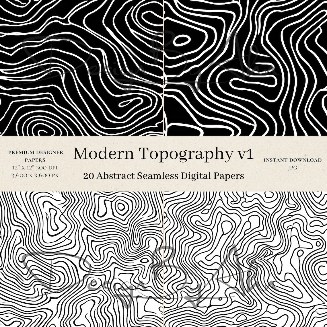 20 Modern Topography Digital Papers Urban Seamless Digital Paper, Map ...