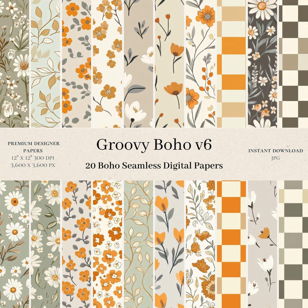 20 Groovy Boho Digital Papers - Pastel Plaid Background, Dusty Pattern ...