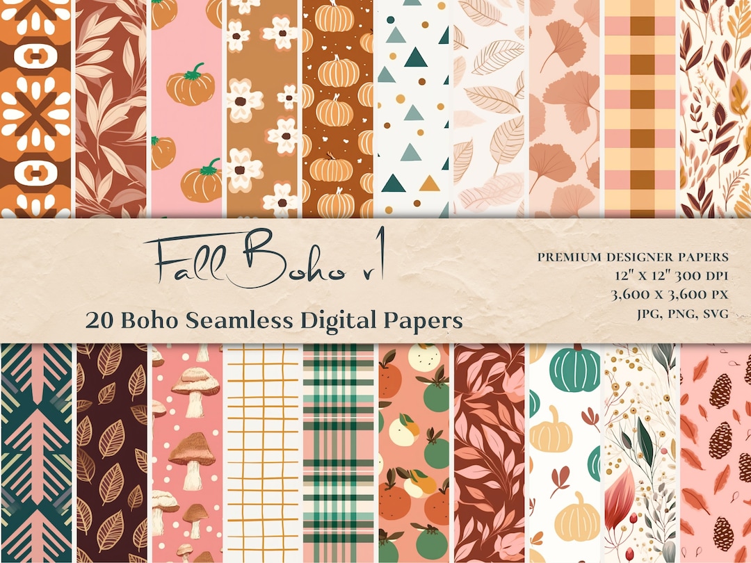 20 Fall Boho Digital Papers Abstract Scrapbook Autumn - Etsy