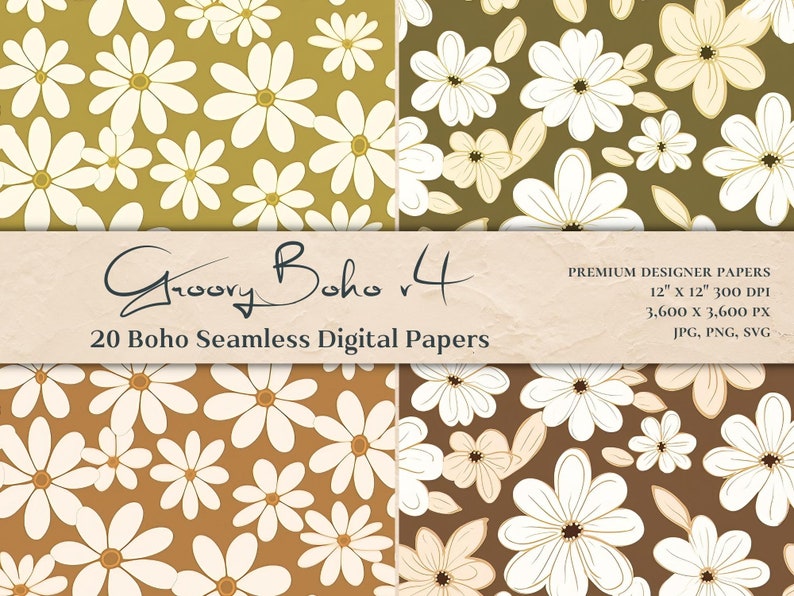 20 Groovy Boho Digital Papers Commercial Use Seamless - Etsy