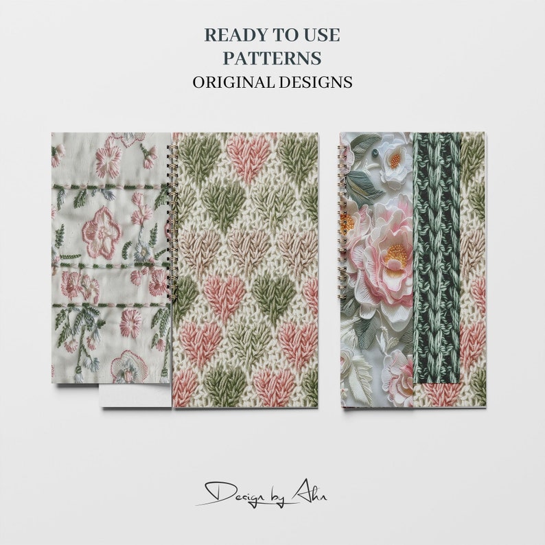 20 Knitted Floral Digital Papers - Embroidery Seamless Digital Paper ...