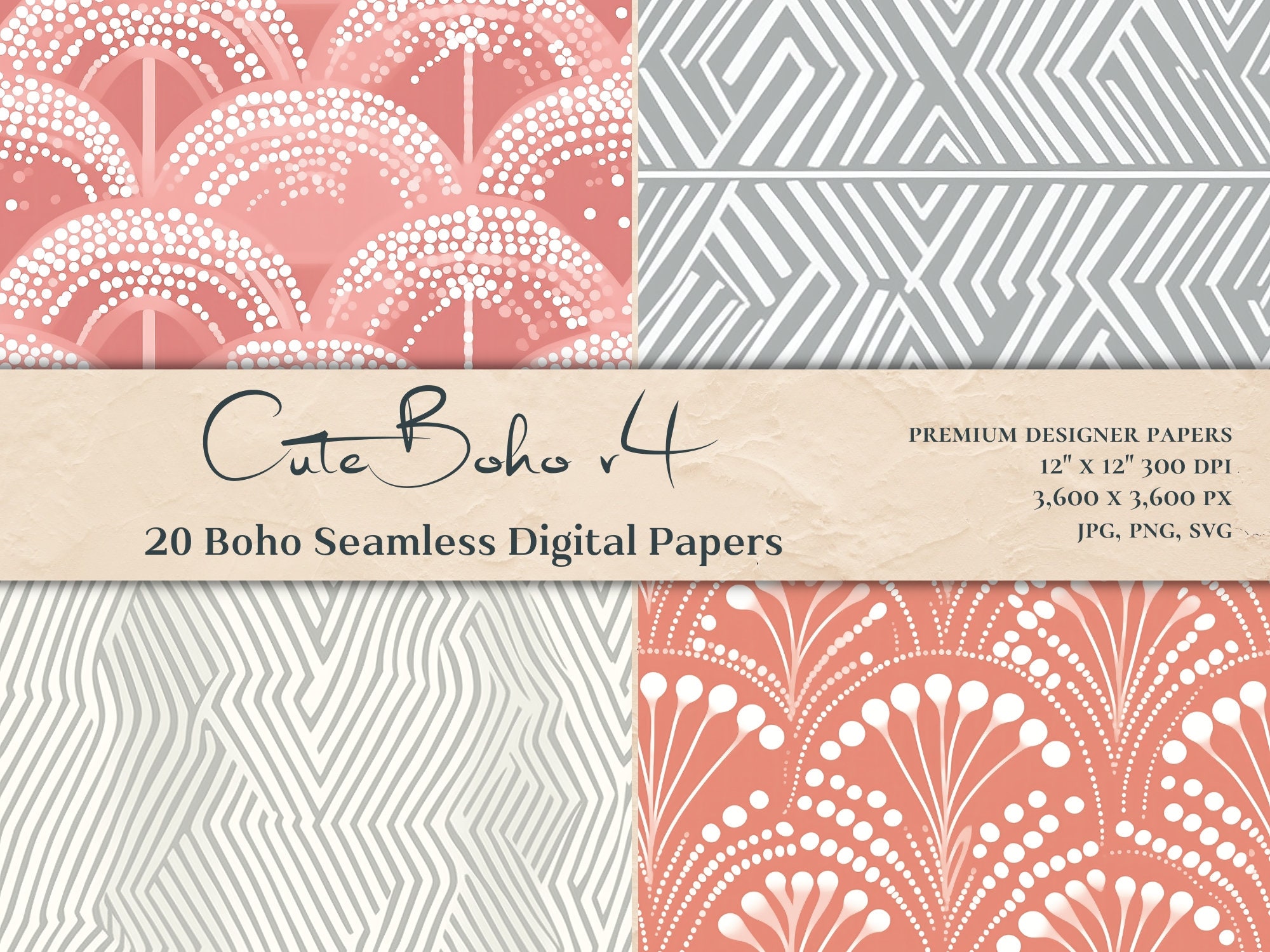 20 Cute Boho Digital Papers Commercial Use Scrapbook Paper - Etsy