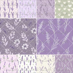 20 Lavender Elegance Digital Papers - Lilac Seamless Digital Paper ...