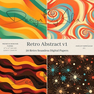 20 Retro Abstract Digital Papers - Commercial Use, Scrapbook Paper ...