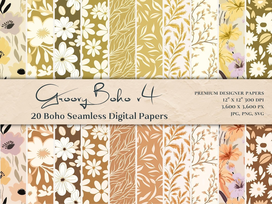 20 Groovy Boho Digital Papers Commercial Use Seamless - Etsy