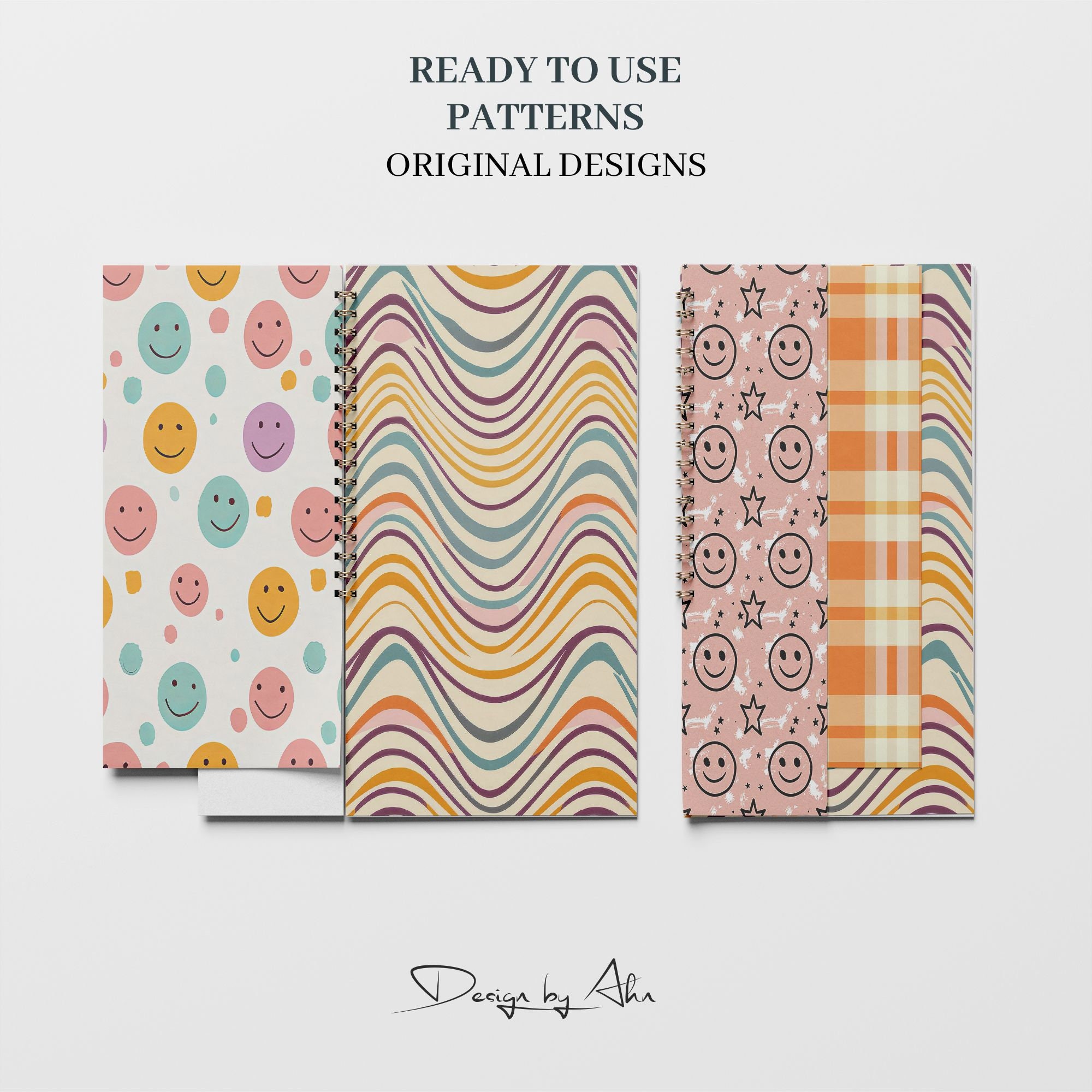 20 Groovy Smiles Digital Papers Seamless Patterns, Commercial Use ...